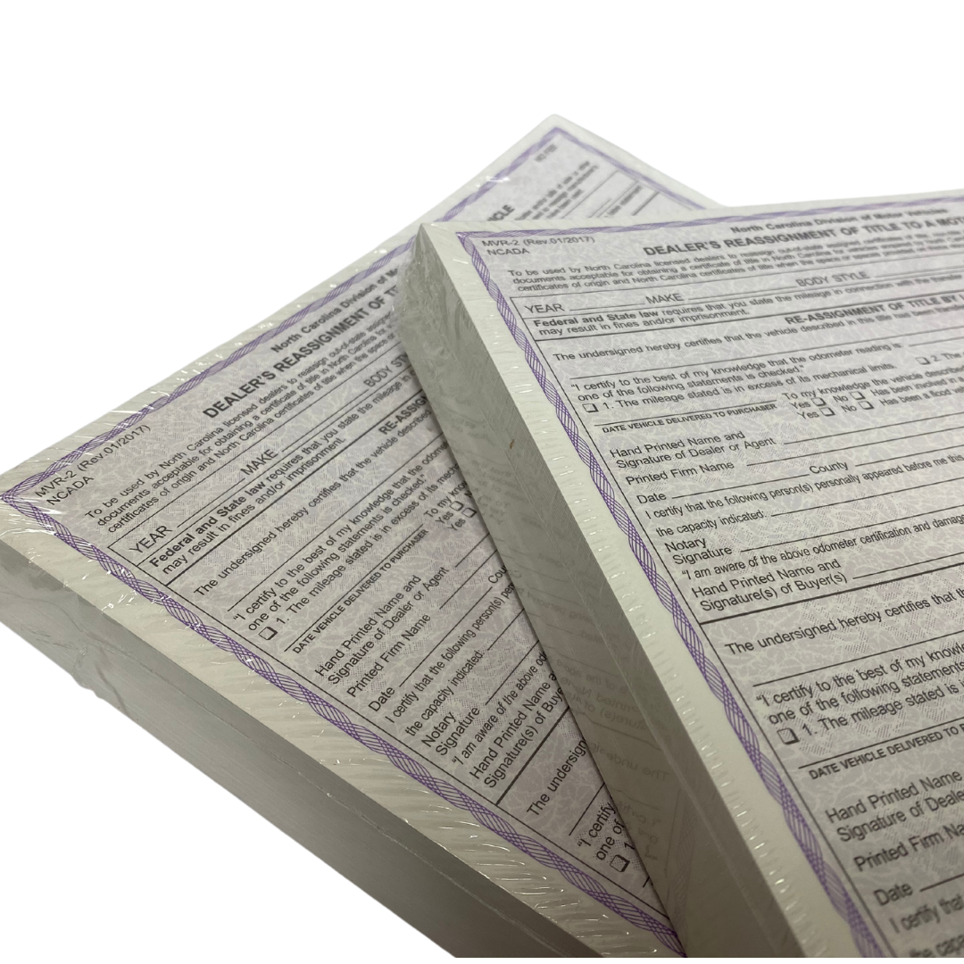 MVR-2 NC Dealers Reassignment of Title (250) – NCADA Services